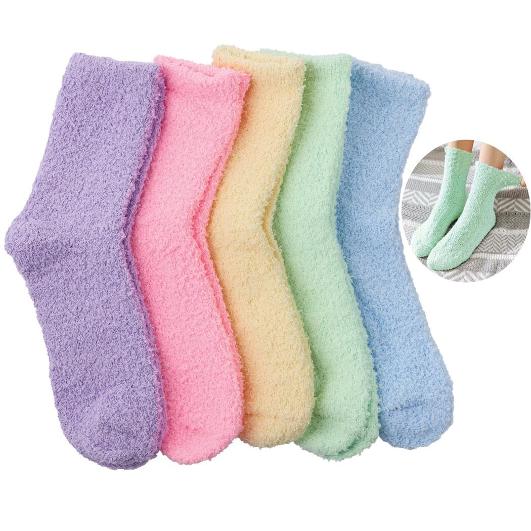 5 Pairs Women Fuzzy Socks, Warm Fluffy Socks for Women, Soft Anti-Slip ...