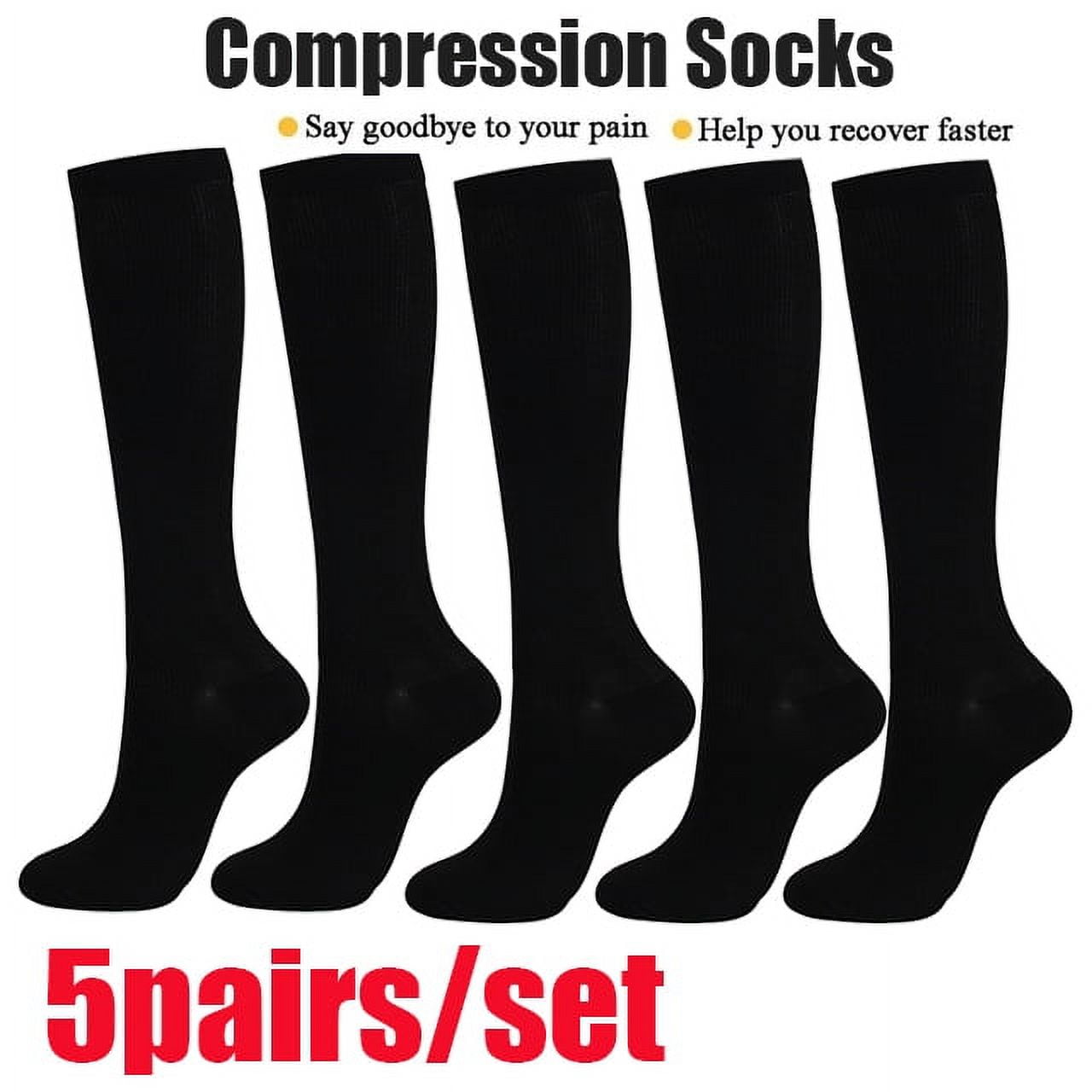 5 Pairs Women Graduated Compression Knee High Socks 15-20 mmHg ...