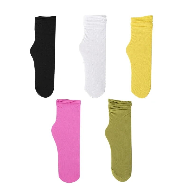 5 Pairs Women Ice Thin Loose Socks Calf Tube Socks Summer Purple Knee ...