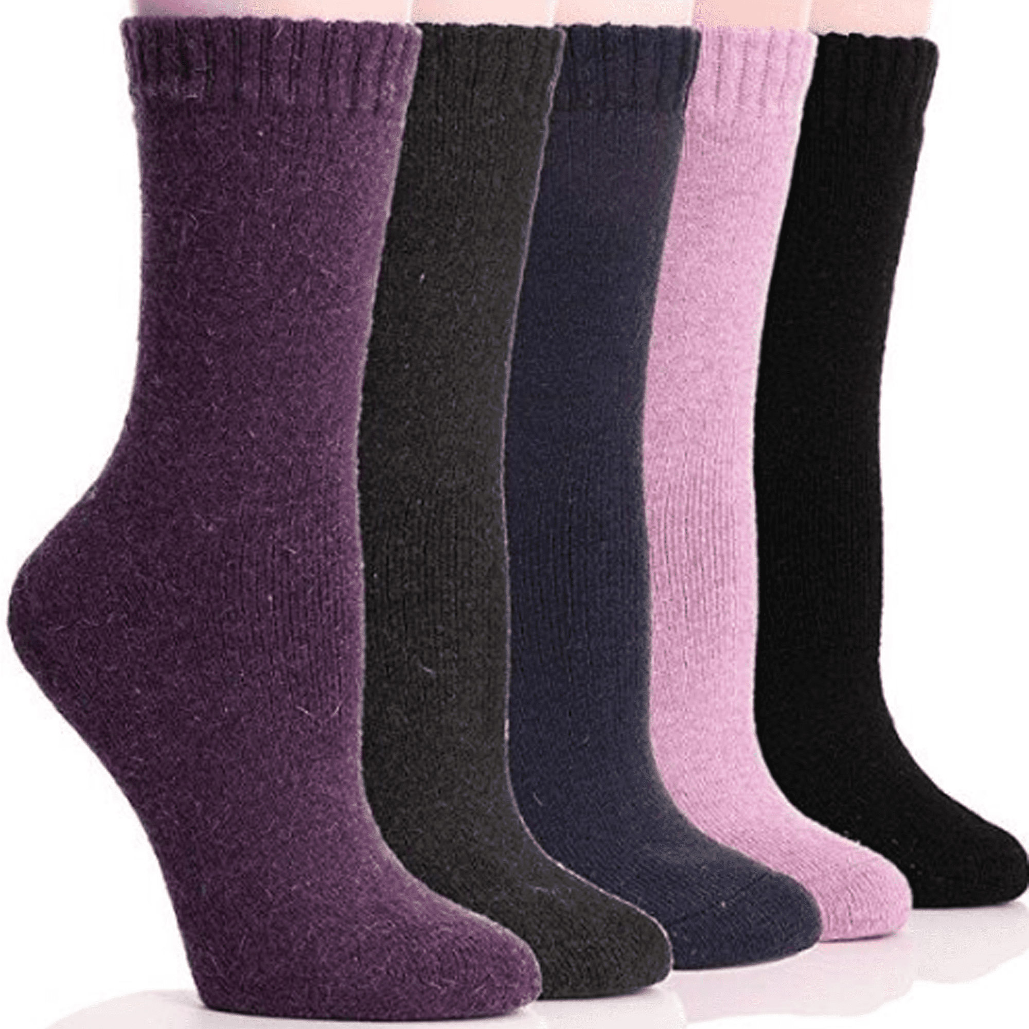 5 Pairs Women Merino Wool Boot Socks Warm Thermal Winter Thick Hiking ...