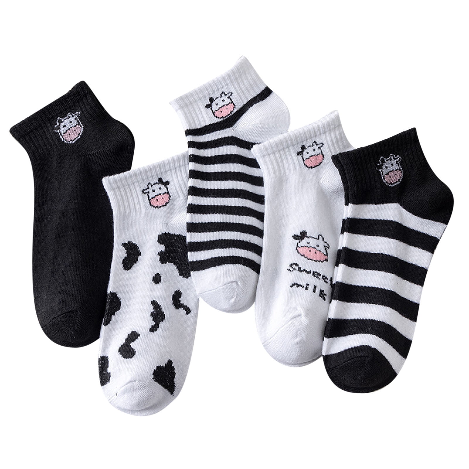 5 Pairs Women's Cute Cartoon Low Cut Boat Socks, Japanese School Casual ...