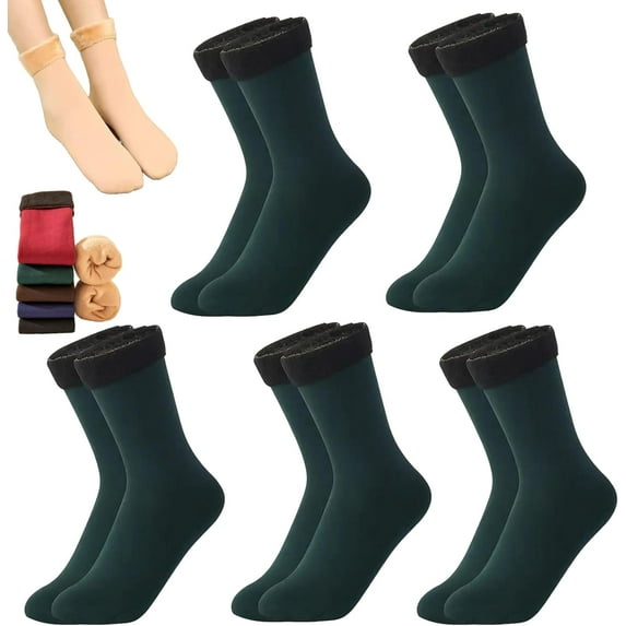 5 Pairs Women's Fall Winter Warm Socks – Thick Fleece Lined Cozy Self ...