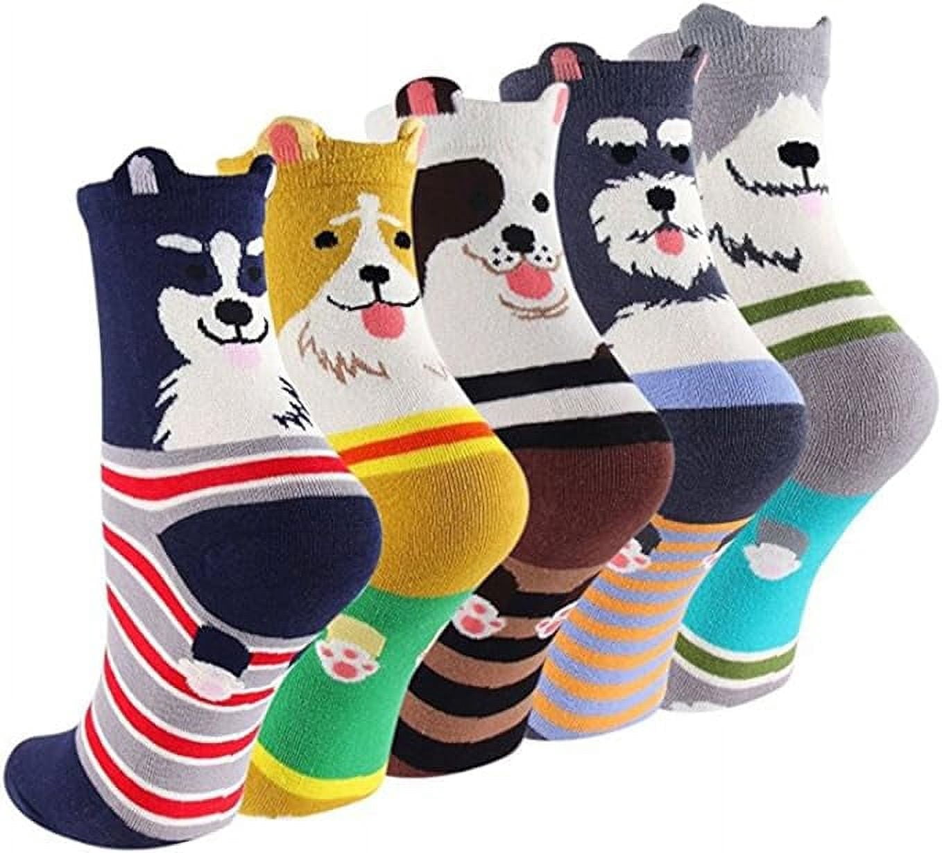 5 Pairs Women's Girls Cute Animal Designed Funny Novelty Crew Socks ...