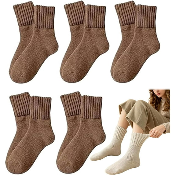 5 Pairs Women's Solid Mid-Calf Socks,Cozy Fall Socks,WomensSocks For ...