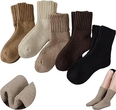 5 Pairs Women's Solid Mid-Calf Socks, Scrunch Socks Knit Mid Calf Rib ...