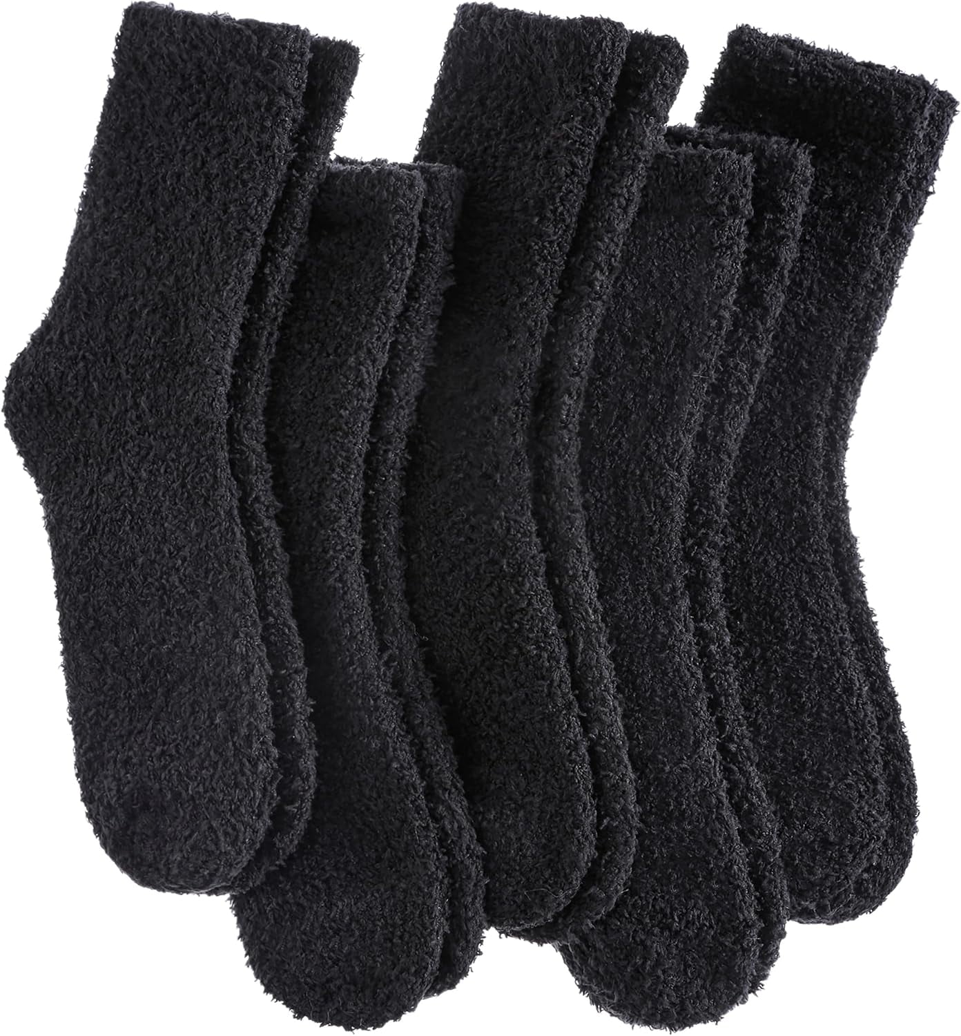 5 Pairs Womens Fuzzy Slipper Socks Super Soft Microfiber Fluffy Cozy Winter Warm Fuzzy Crew ...