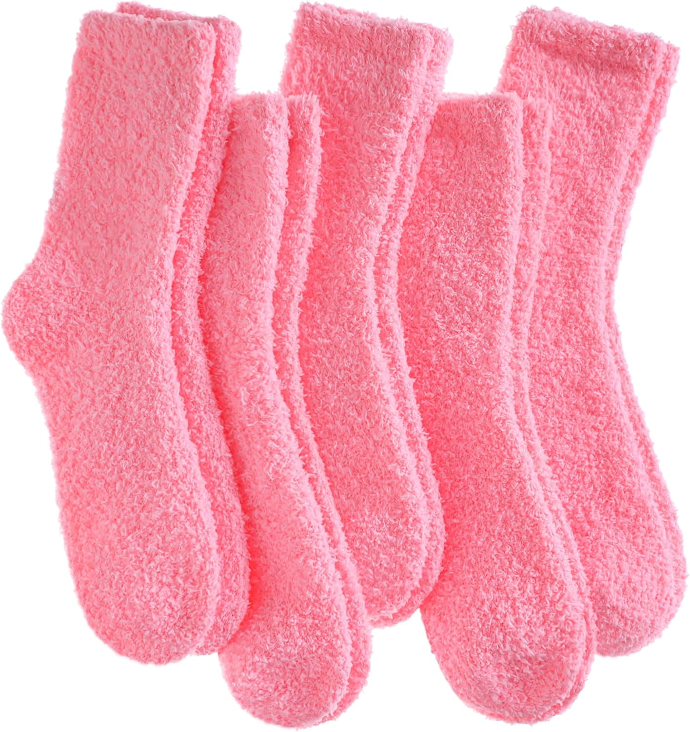 5 Pairs Womens Fuzzy Slipper Socks Super Soft Microfiber Fluffy Cozy ...