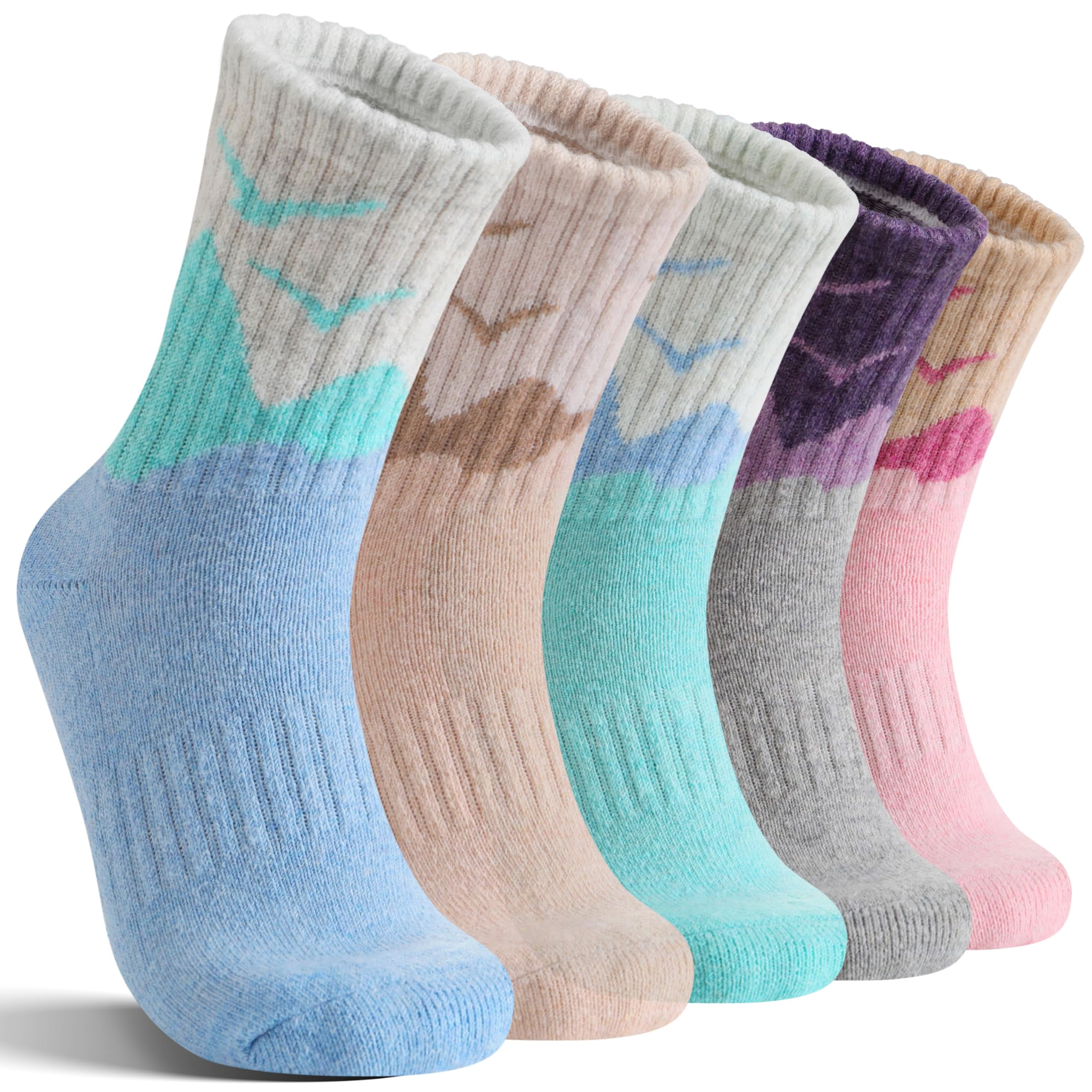 5 Pairs Womens Merino Hiking Socks Thermal Warm Winter Boot Crew ...