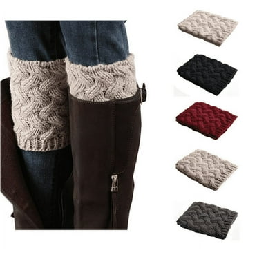 5 Pairs Womens Short Boots Socks Crochet Knitted Boot Cuffs Leg Warmers ...