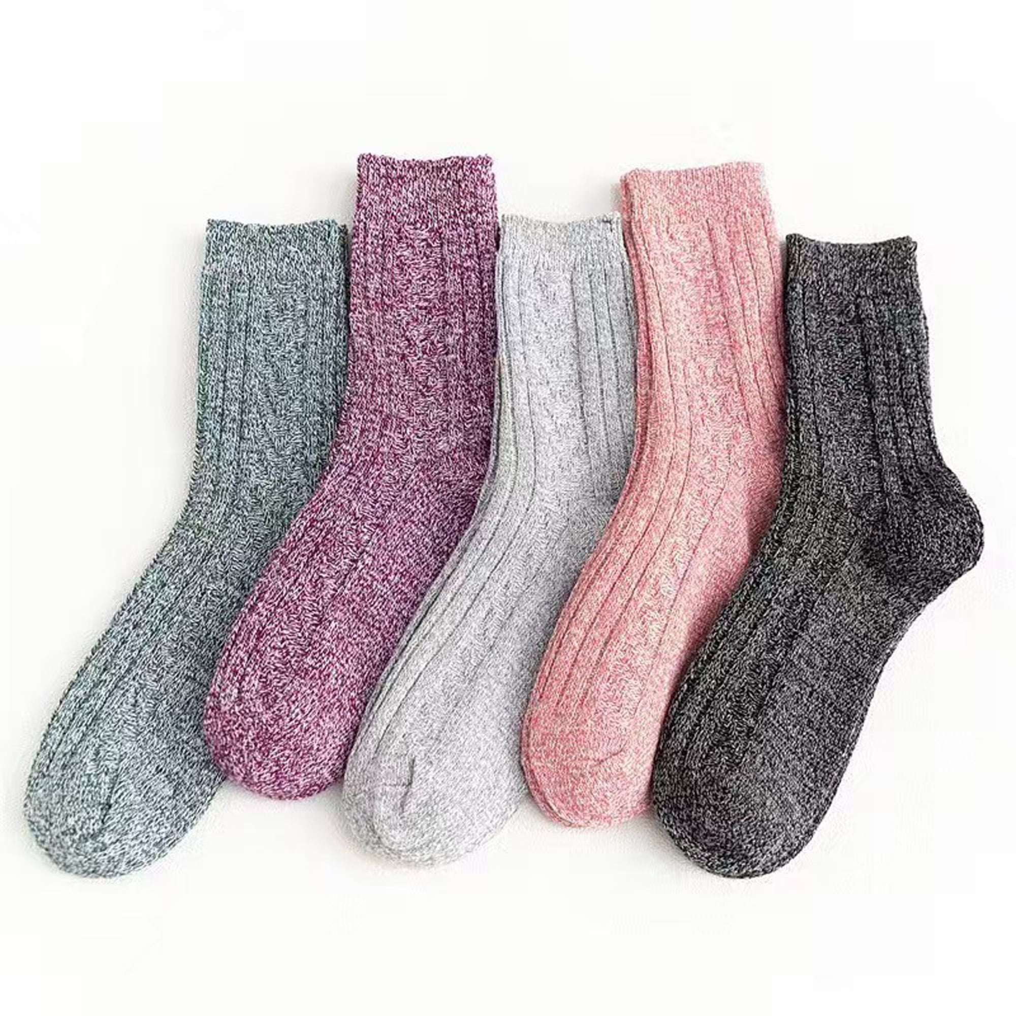 5 Pairs Womens Thermal Socks Ladies Winter Breathable Soft Thick Socks