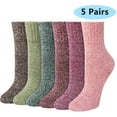5 Pairs Womens Wool Socks Winter Warm Hiking Socks Casual Calf Athletic ...