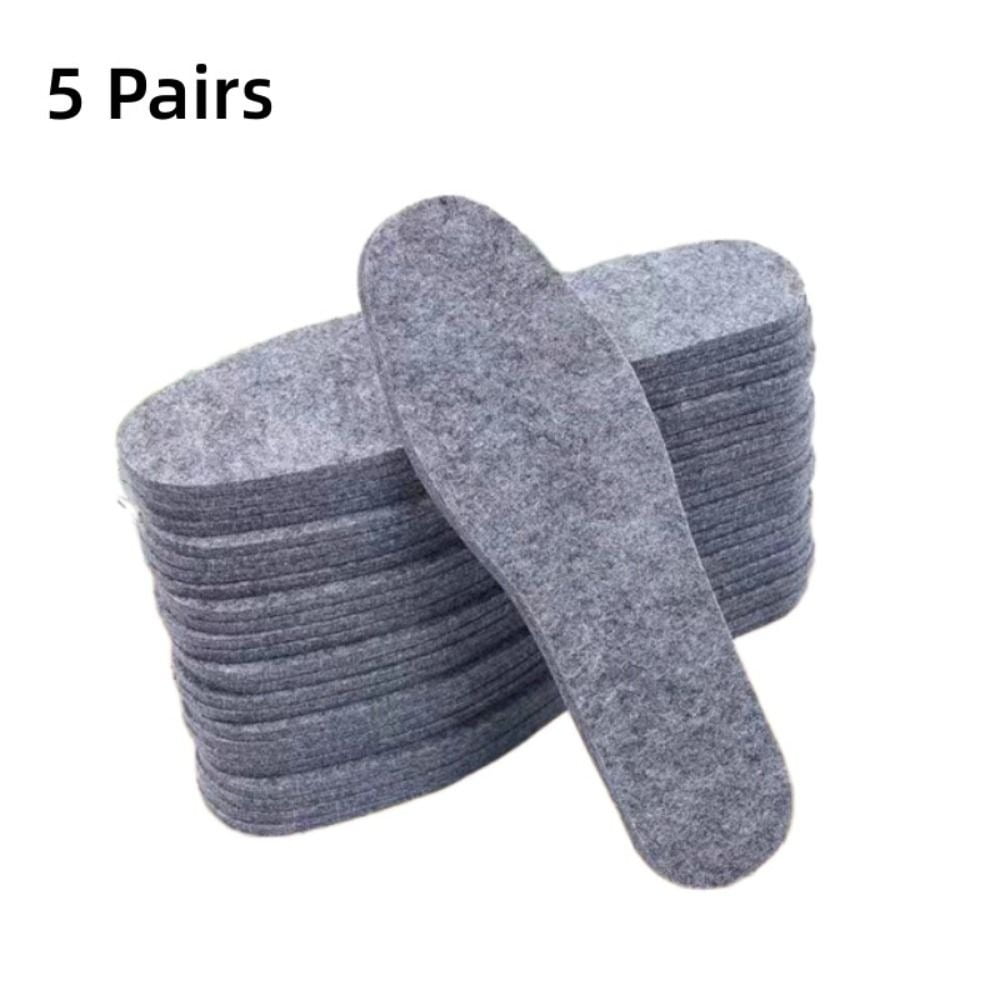 5 Pairs Wool Felt Thermal Insole Thicken Breathable Winter Warm Boots ...