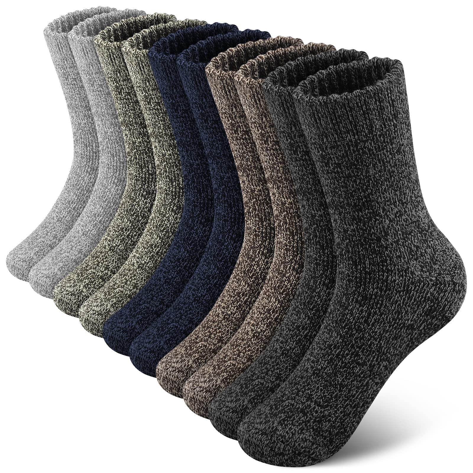 ZOUYUE 5 Pairs Wool Socks for Men and Women, Merino Comfy Hiking Crew ...