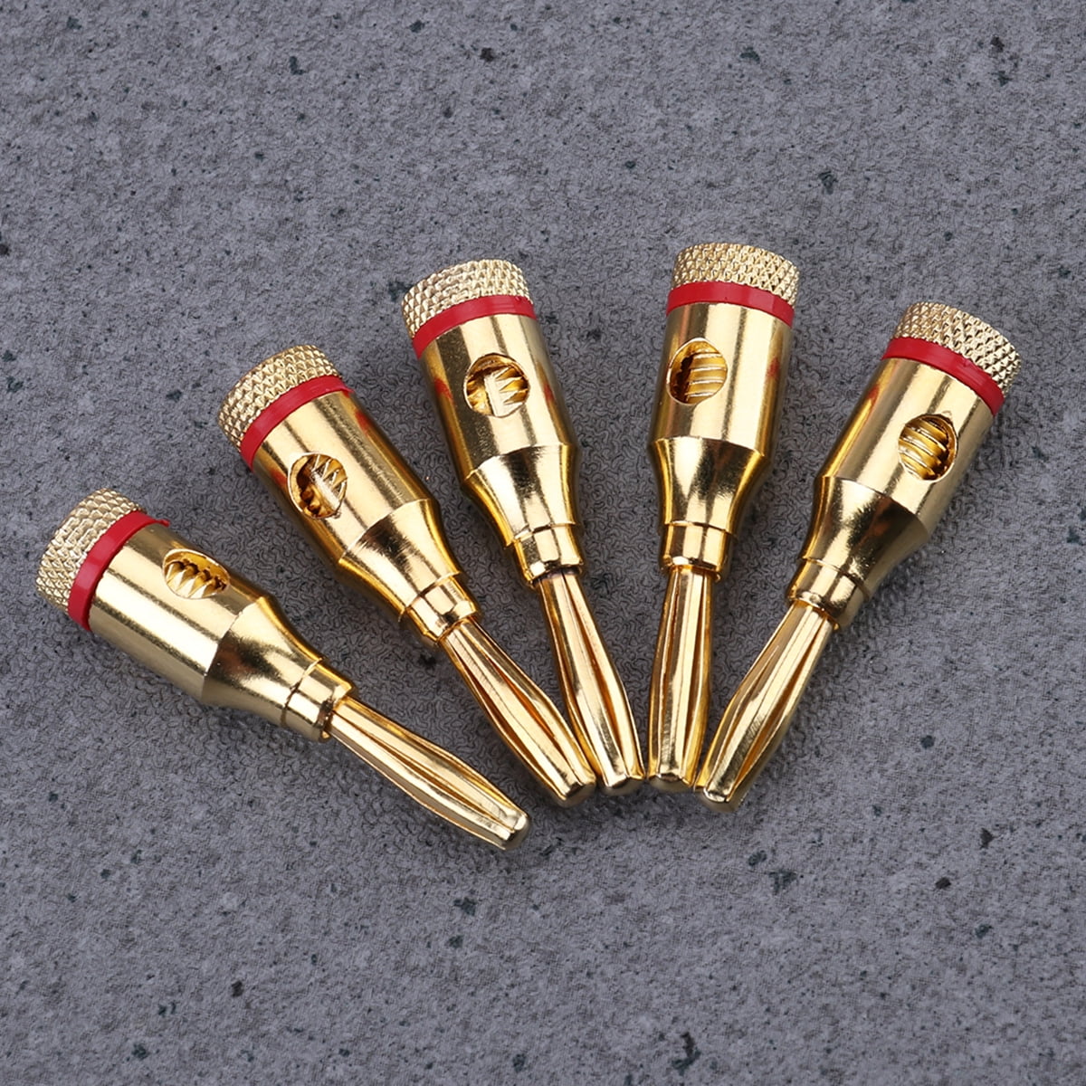5 Pairs 4mm 24K Gold Plated Open Screw Type Banana Plug Connectors for ...