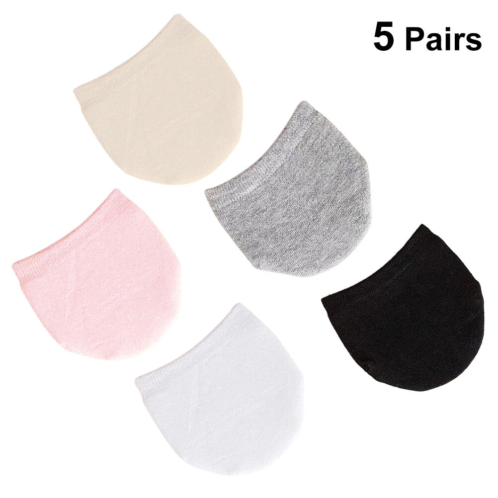 5-Pair Soft Cotton Invisible Half Socks Toe Topper Liner for Women in ...