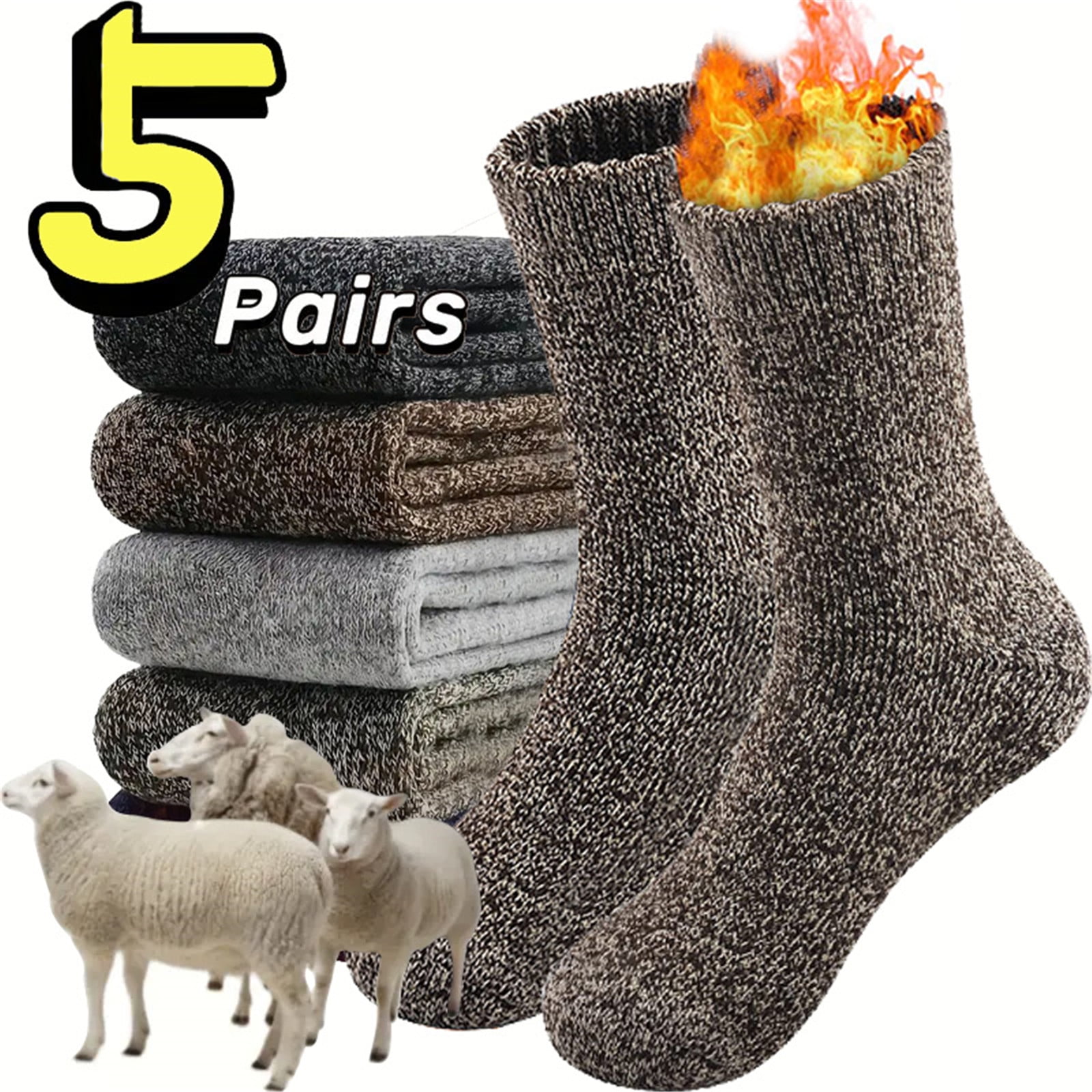 5 Pairs of Cozy Merino Wool Socks for Men & Women - Soft, Warm, and ...