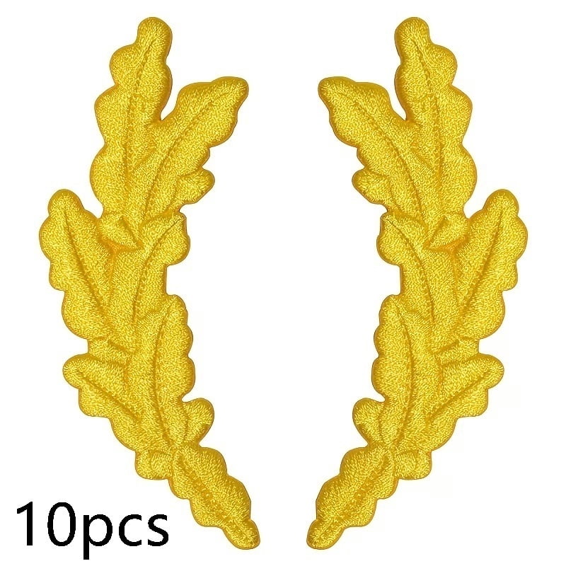 5 Pairs of Leaf Embroidery Patches - Decorative Iron-On Appliques for ...