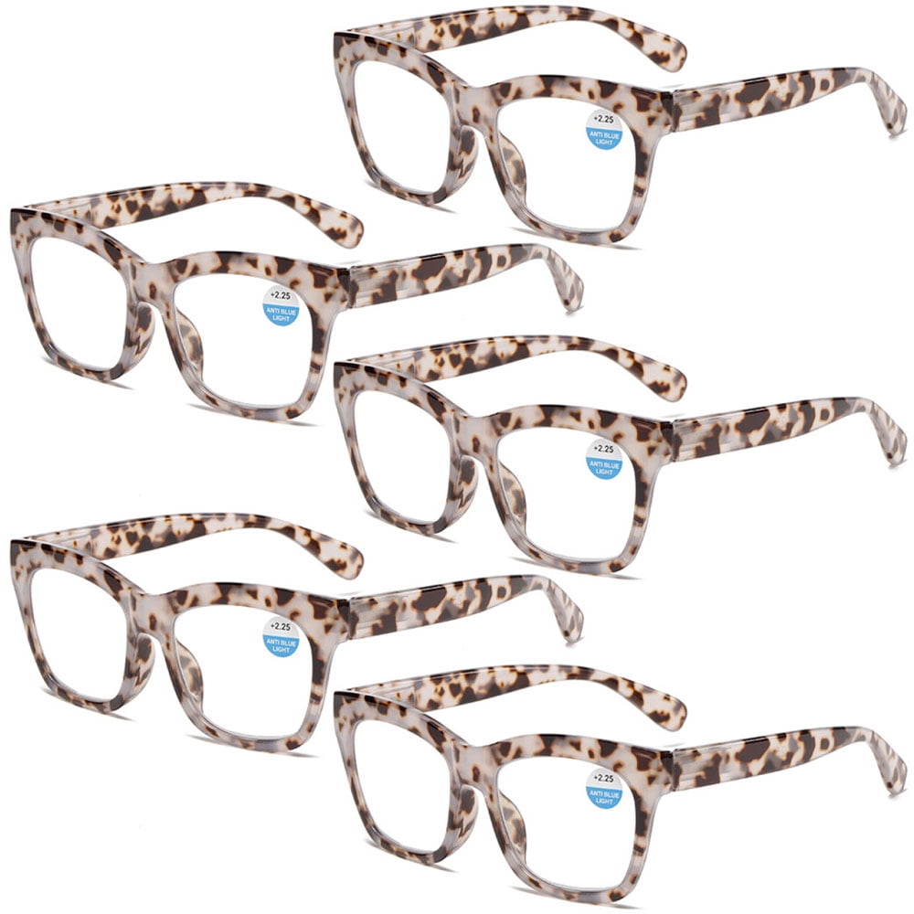 5 Pairs of Thick Oversize Square White Tortoiseshell Reading Glasses 2. ...