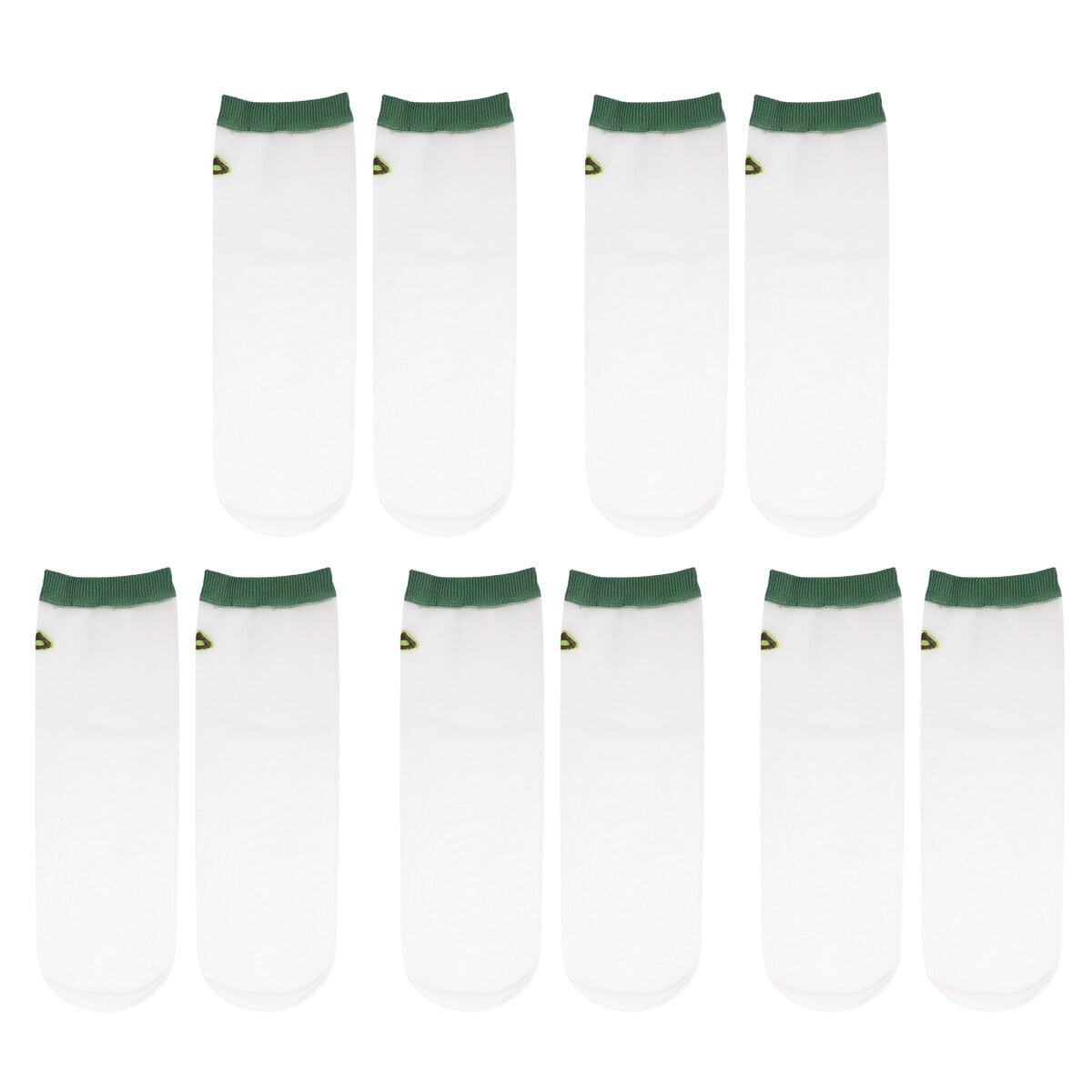 5 Pairs of Transparent Socks Ultra-thin Middle Tube Women Sock (Avocado ...