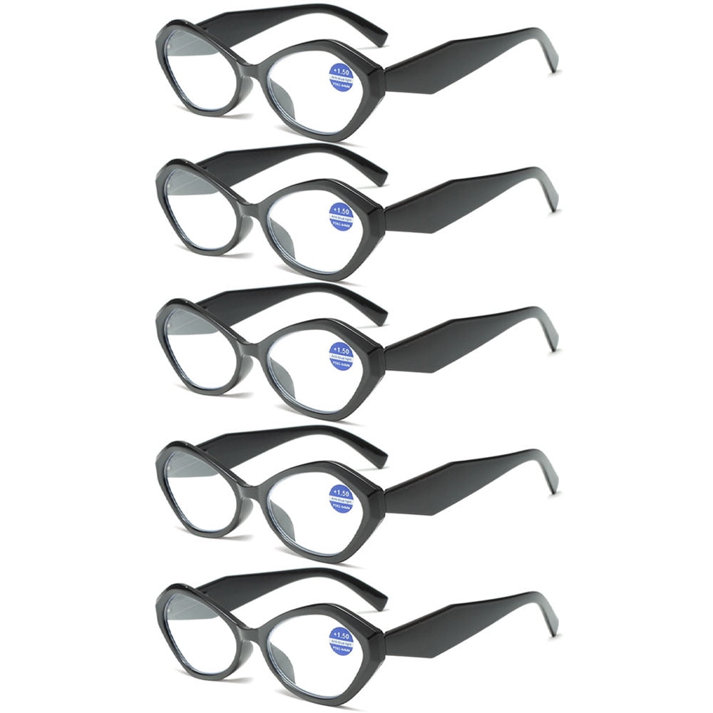 5 Pairs of Women Small Egg Designer Reading Glasses 1.00 Black Spring ...