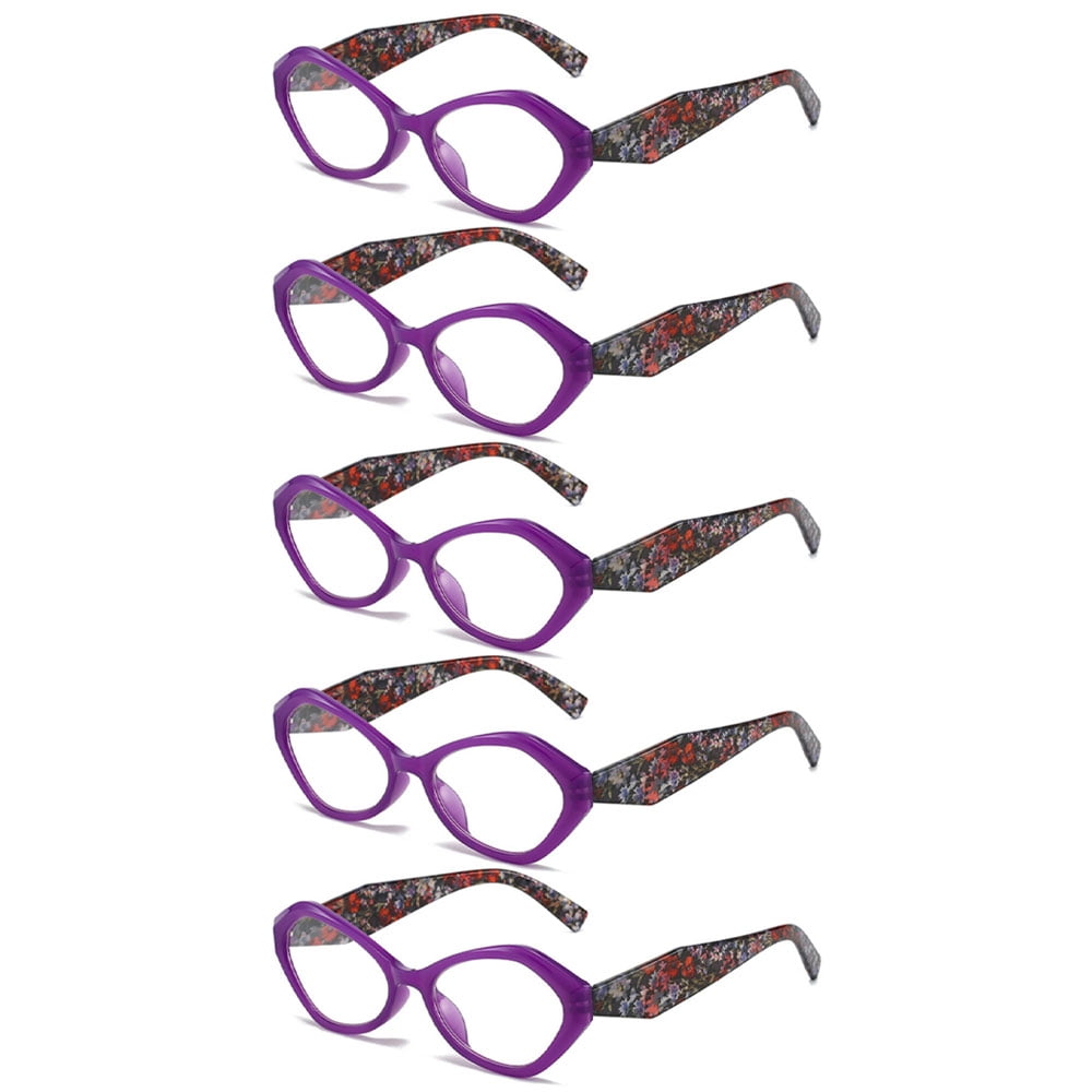 5 Pairs of Women Small Egg Designer Reading Glasses 1.50 Purple Spring ...