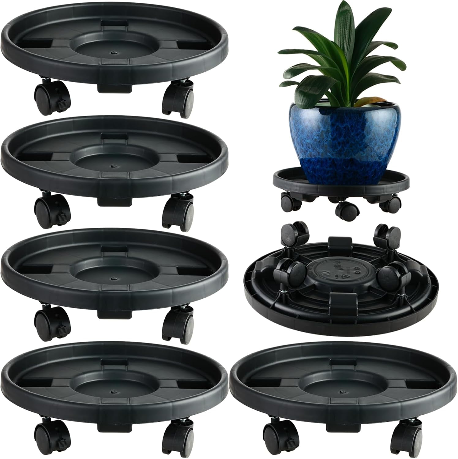 5 Pakcs Large Plant Caddy with Wheels 15.8" Rolling Plant Stands Heavy ...