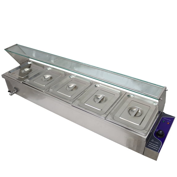 5-Pan Bain-Marie Buffet Food Warmer Electric Steam Heater Steamer 6 ...