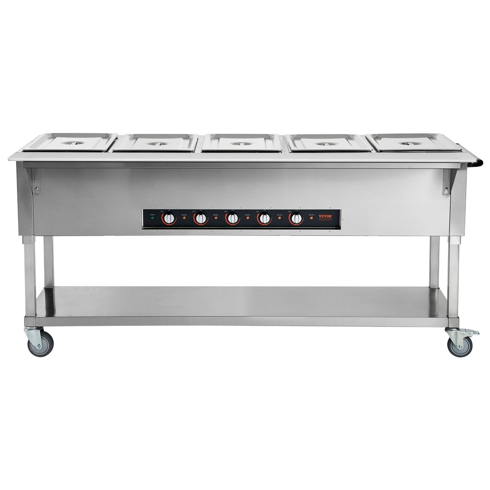 5-Pan Commercial Food Warmer, 5 x 20.6QT Electric Steam Table, 3750W ...