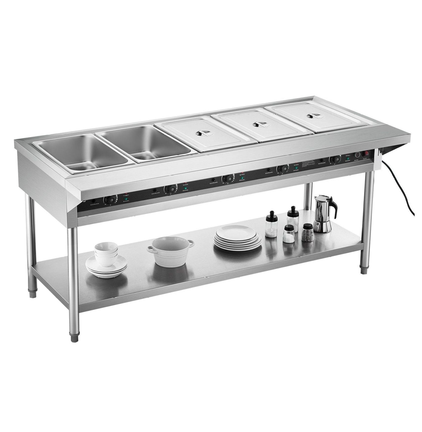 5-Pan Food Warmer Table, Commercial Buffet Server with Independent ...