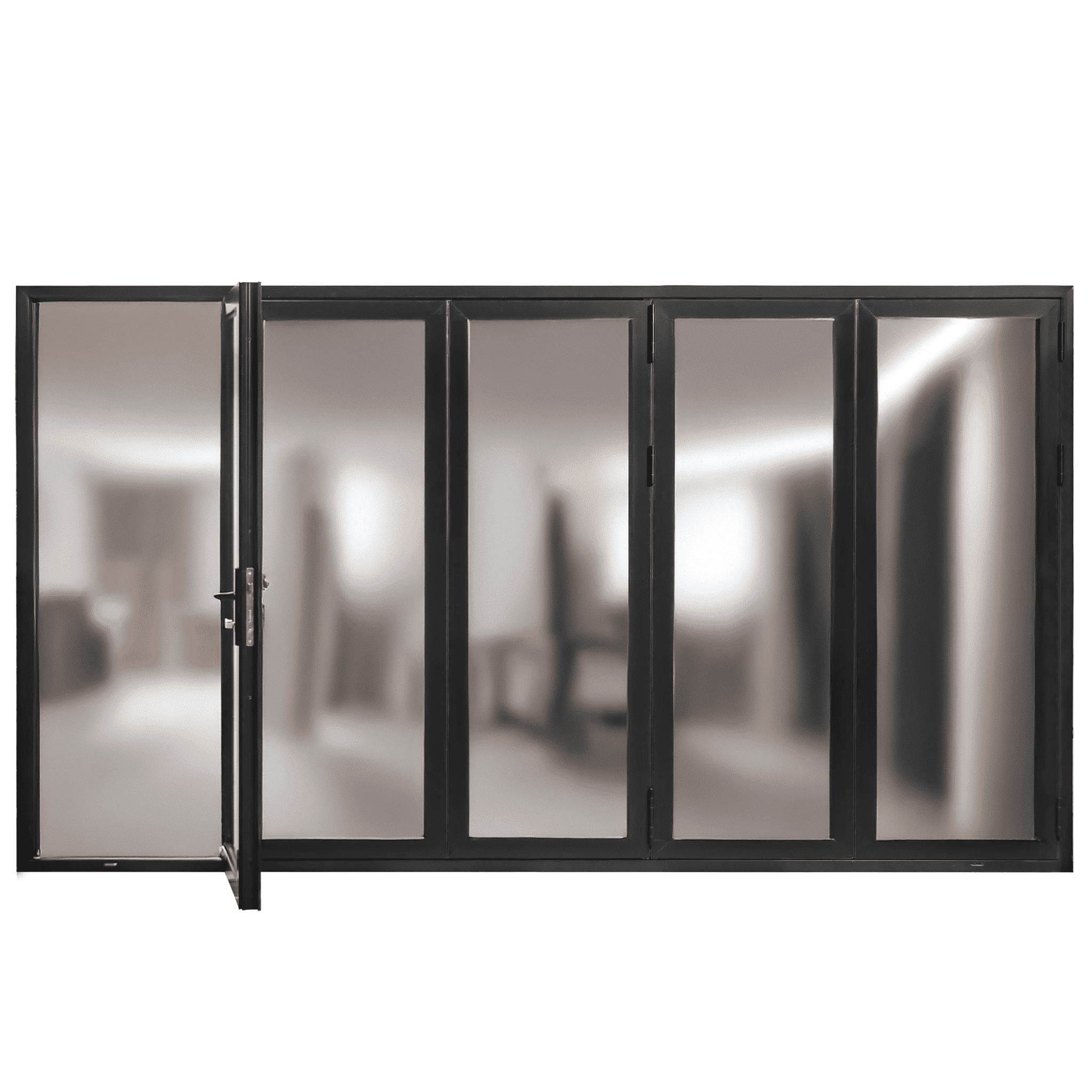 5 Panel, Folded Out, (5R0L) Outswing, Folding Patio Door, Aluminum ...