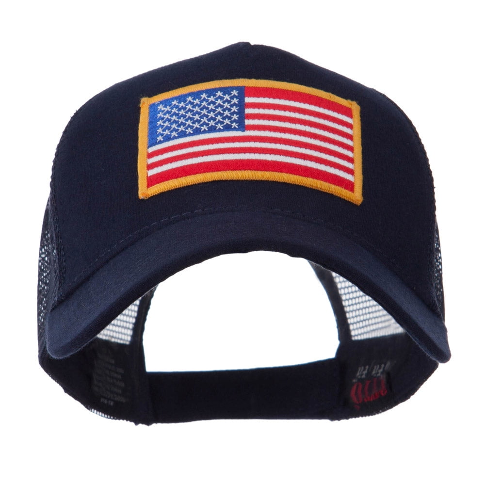 5 Panel Mesh American Flag Gold Patch Cap - Navy OSFM - Walmart.com