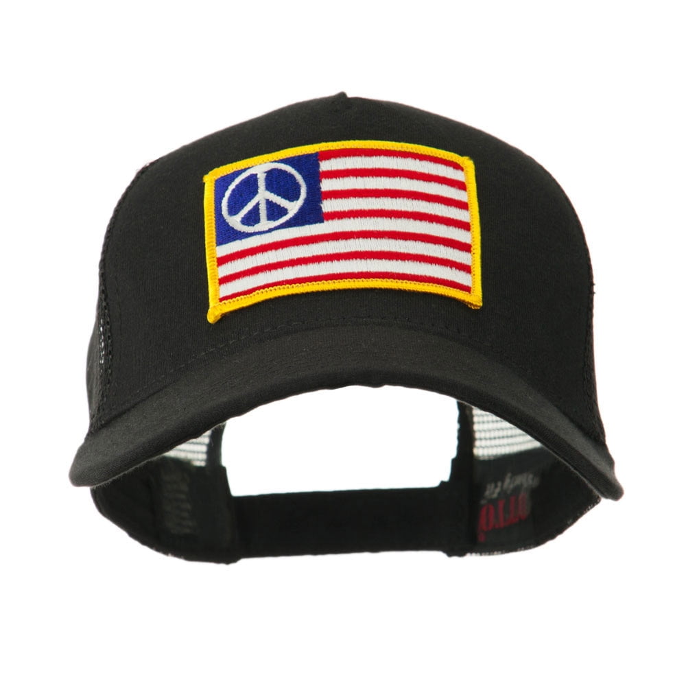 5 Panel Mesh American Flag Gold Patch Cap - Peace OSFM - Walmart.com