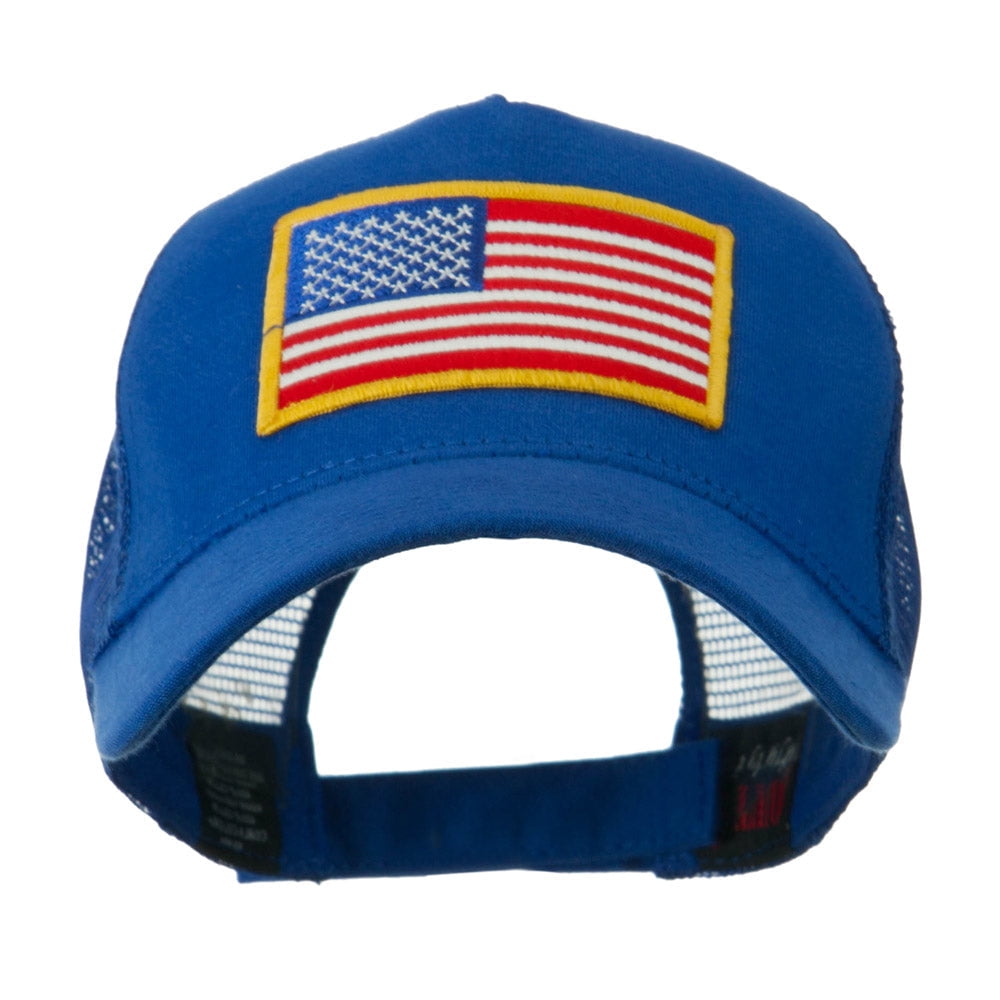 5 Panel Mesh American Flag Gold Patch Cap - Royal OSFM - Walmart.com