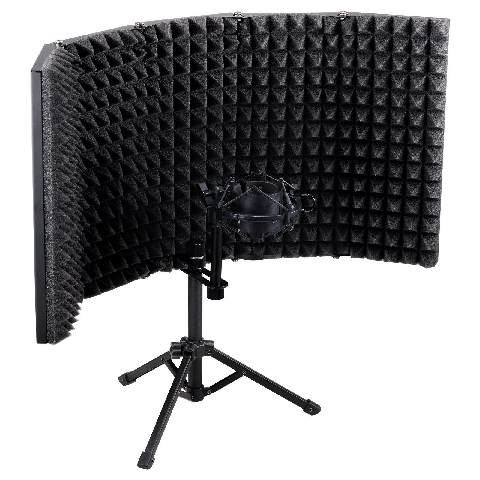 5-Panel Microphone Isolation Shield with Pop Filter & Tripod - Studio ...