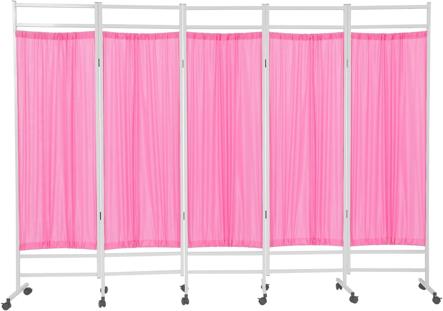 5-Panel Rolling Medical Room Divider 98" W x 71" H Foldable Medical ...