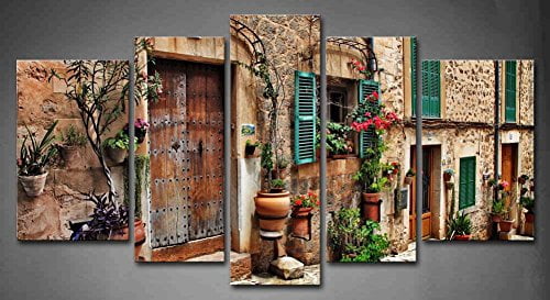 5 Panel Wall Art Streets of Italy Tuscany Towns Old Mediterranean Door ...