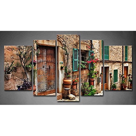 5 Panel Wall Art Streets of Italy Tuscany Towns Old Mediterranean Door ...