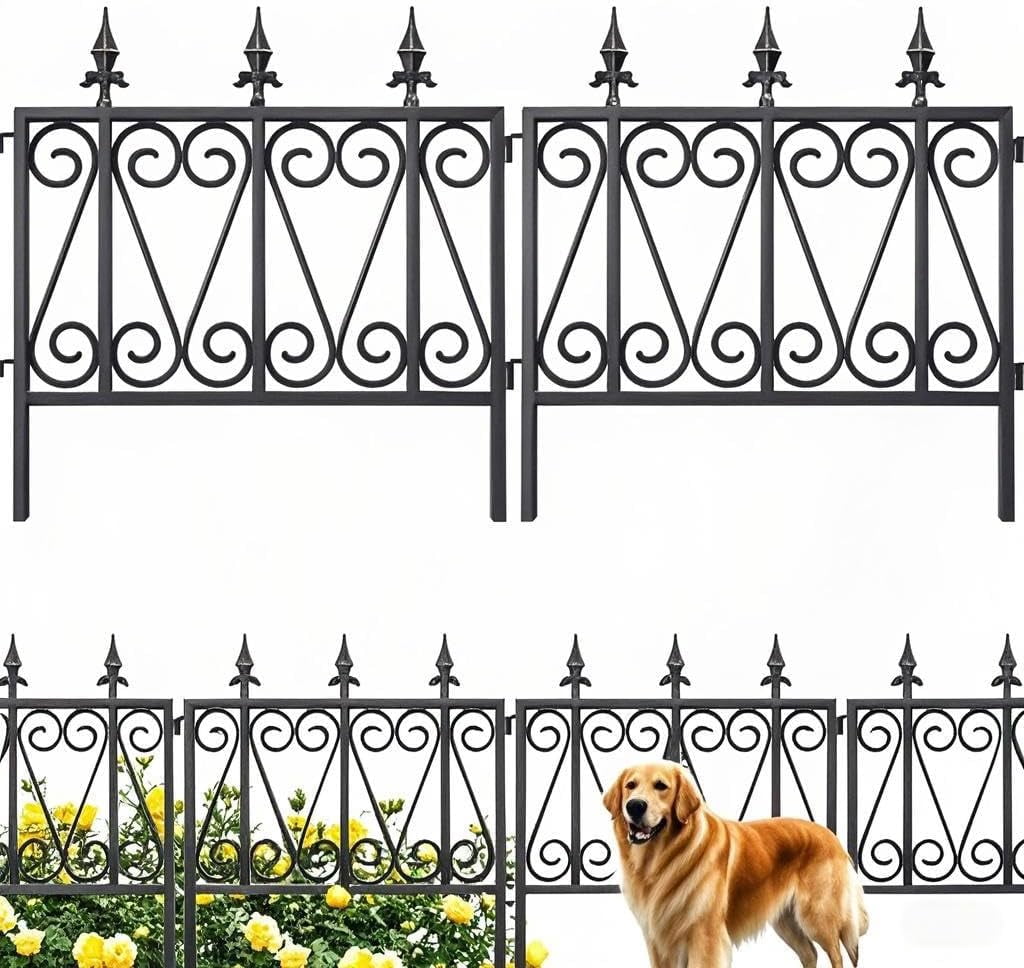 5 Panels 24in(H)×10ft(L) Decorative Garden Fences and Borders for Dogs ...