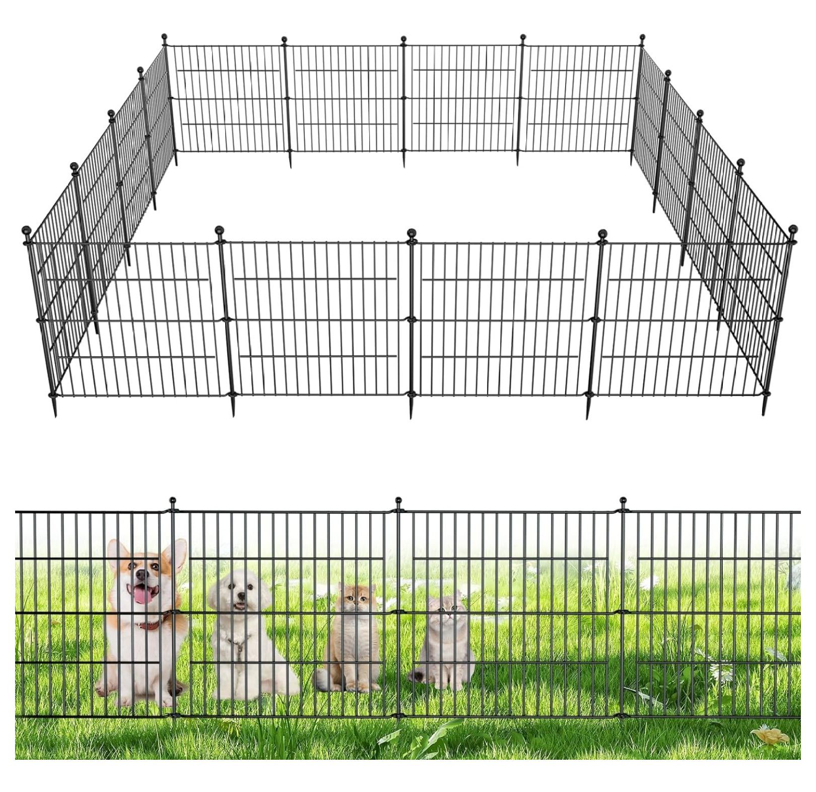 5 Panels Garden Fence for Outdoor Yard Decorative, 24 in(H) X 10 ft(L ...