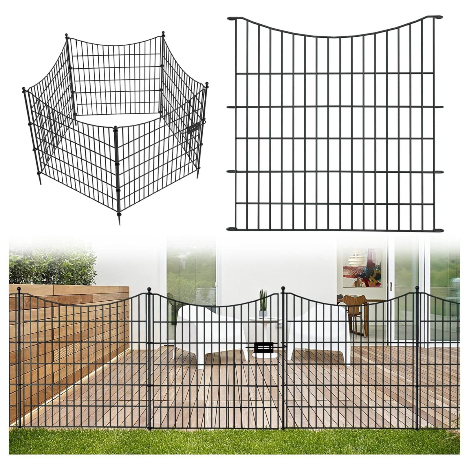 5 Panels with Lock Decorative Outdoor Garden Fence for Yard, 32 in(H) X ...