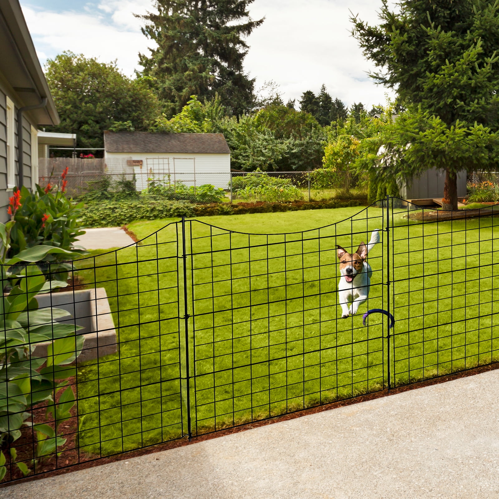 5 Panels Metal Decorative Garden Fence 36"(L)x39"(H), No Dig Animal Dog ...
