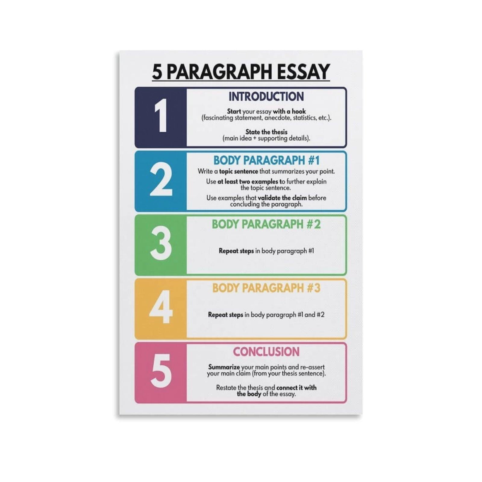5 Paragraph Essay Poster Canvas Wall Art Posters For Room Aesthetic And ...