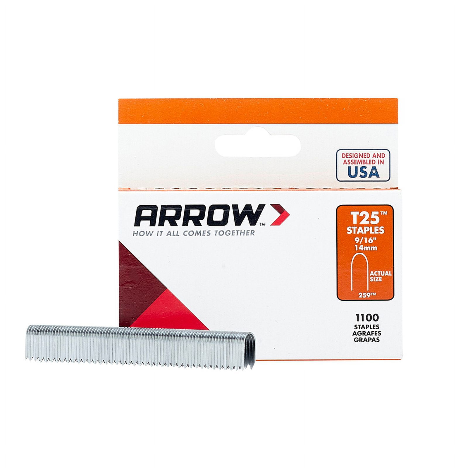 5 Pc, Arrow T25 1/4 In. W X 9/16 In. L 18 Ga. Round Crown Wire Staples ...