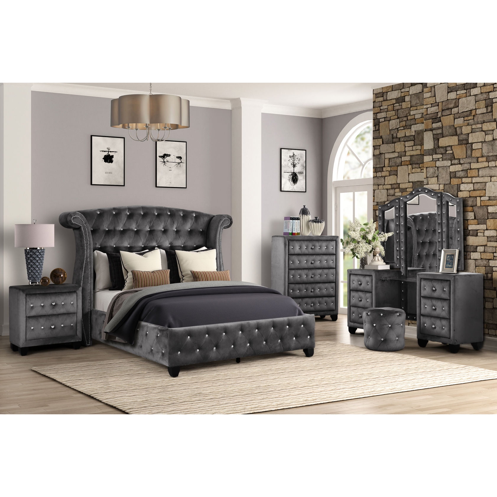 5 Pc Bedroom Set with Ball Bearing Glides / Enjoy Smooth Drawer ...