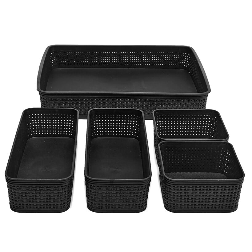 5-Pc. Drawer Organizer Sets - Black - Walmart.com