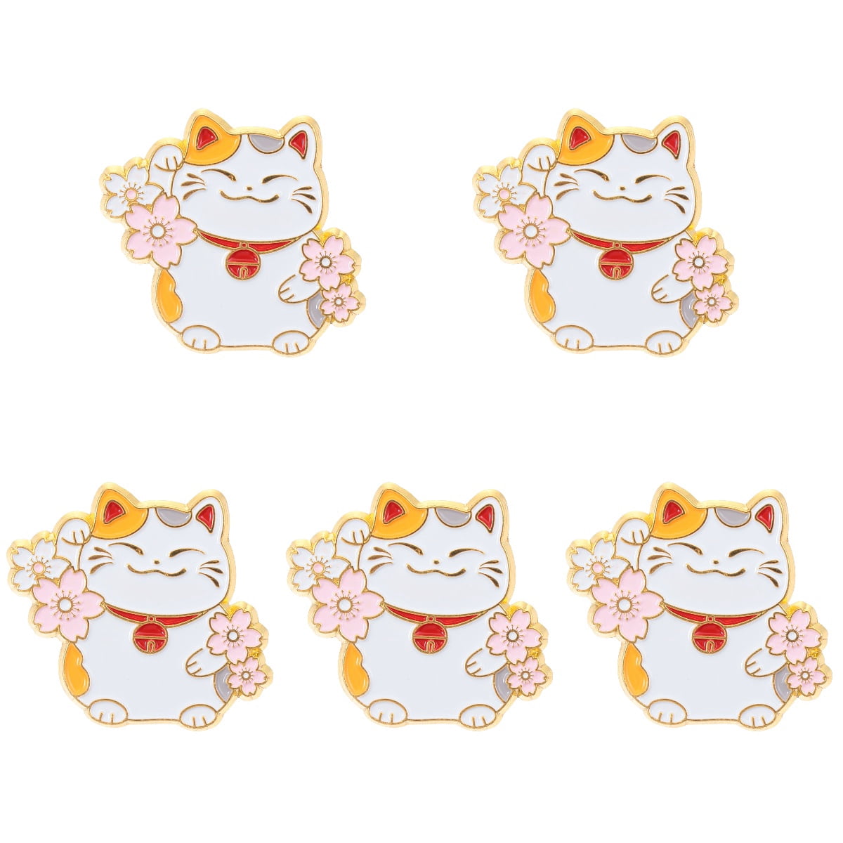 5 Pc Japanese Style Brooch Backpack Corsage Fortune Cat Black Pin Lucky ...