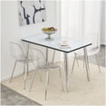 5-Pc Kitchen Dining Set, White Faux Marble Glass Table & 4 See-Through ...
