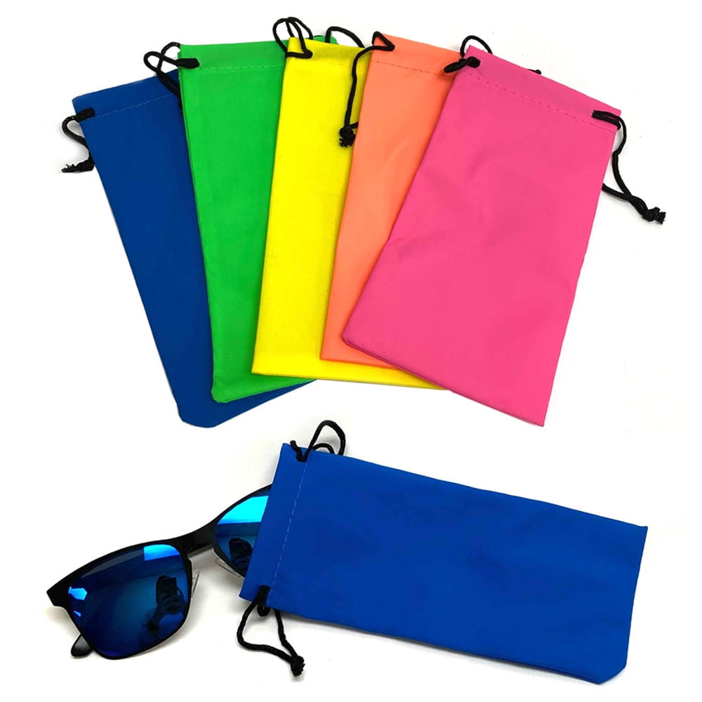 AllTopBargains 5 Pc Neon Drawstring Pouch for Eyeglass & Sunglass ...