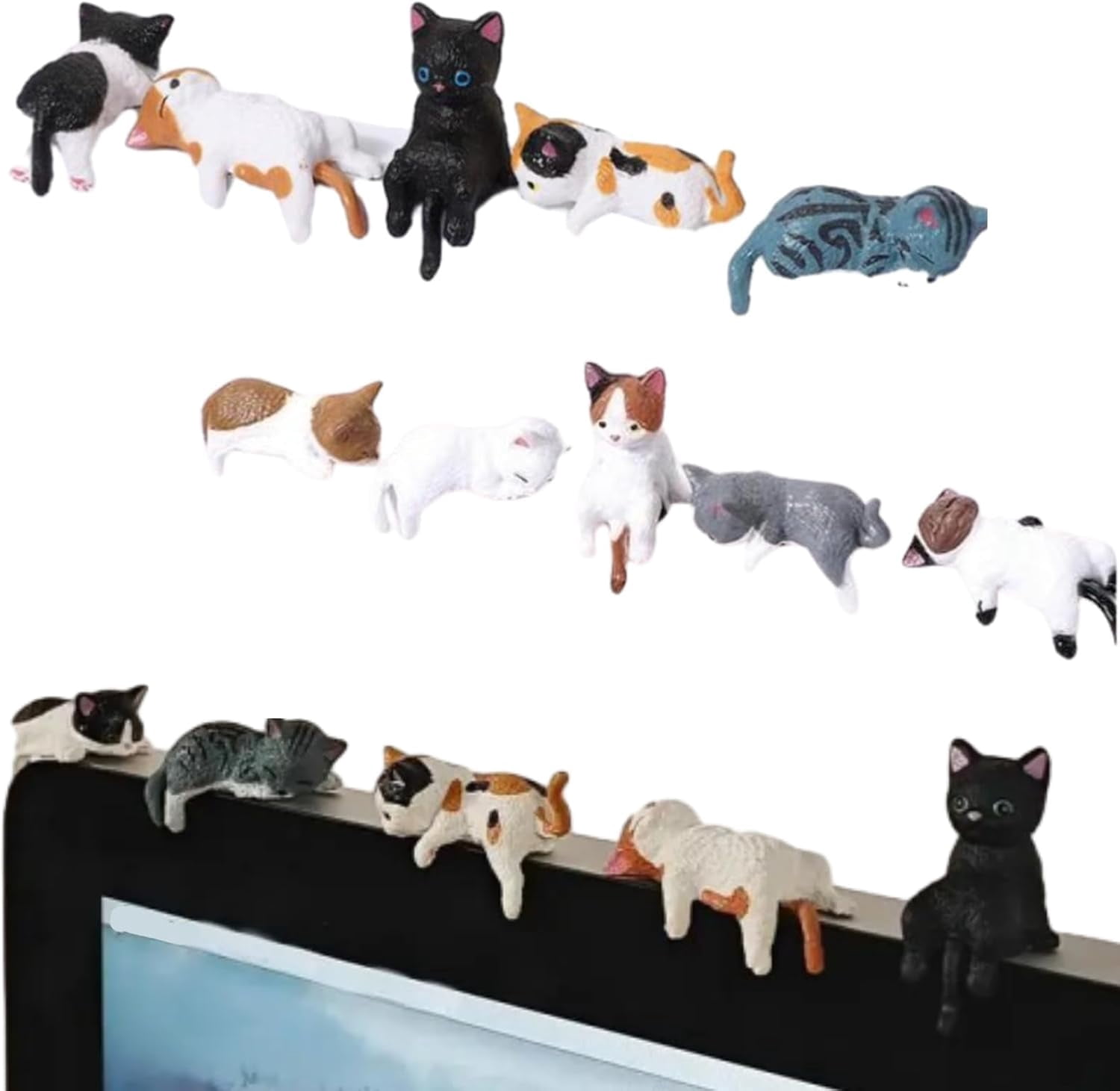 5 Pc Mini Cat Figurines Set, Resin Kittens for Monitor & Desk, Garden ...