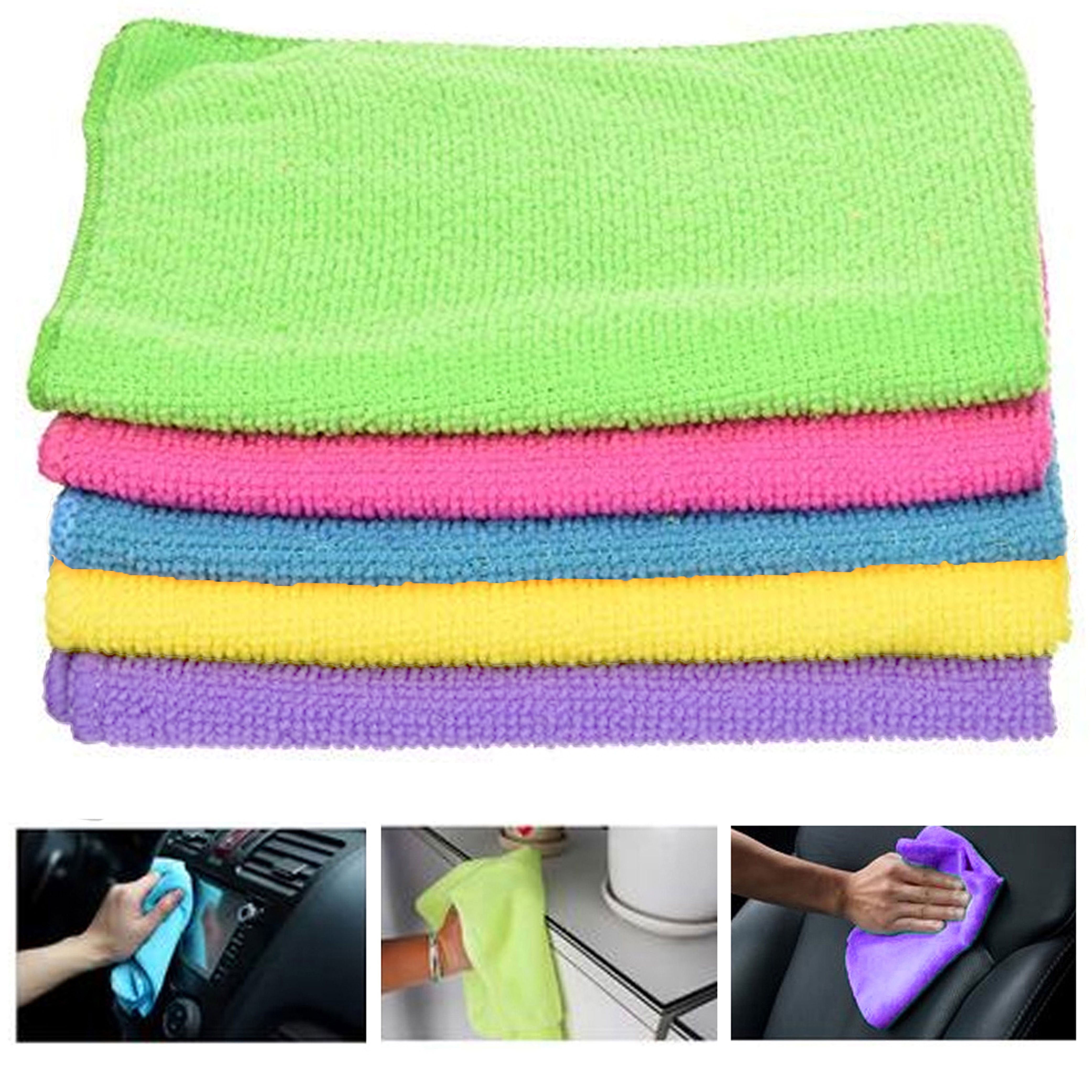 5 Pc Multi Purpose Cleaning Microfiber Cloths Set Rag Window Cleaner ...